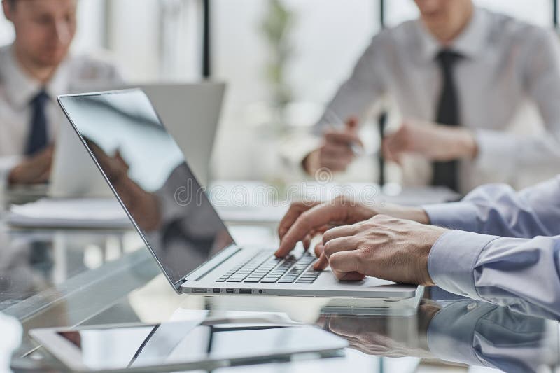 Closeup Image of Hands Using and Typing on Laptop Stock Image - Image ...