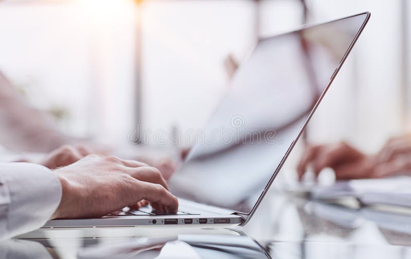 Closeup Image of Hands Using and Typing on Laptop Stock Photo - Image ...
