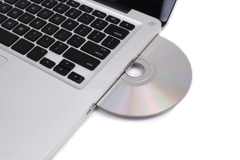 DVD ROM on a Laptop Opened To Show Disc. Isolated. Stock Image - Image ...