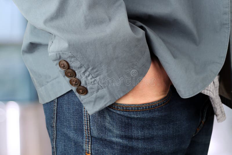 Man With His Hand In Back Pocket Stock Photo - Image of wrinkles ...