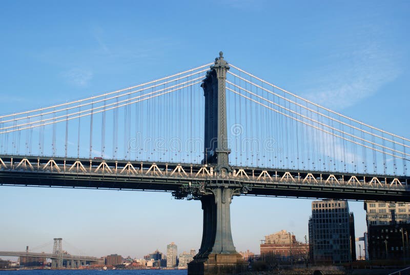Closeup Image of Manhattan Bridge Editorial Photo - Image of city ...