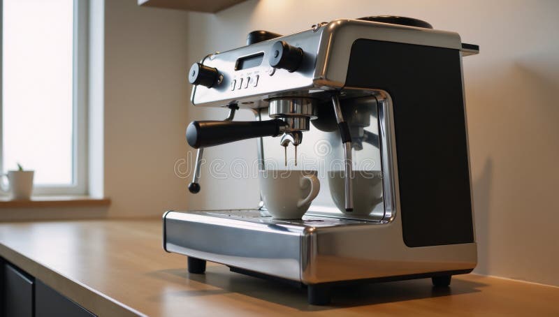 Closeup Image of Modern Espresso Machine Inside a Kitchen Stock ...