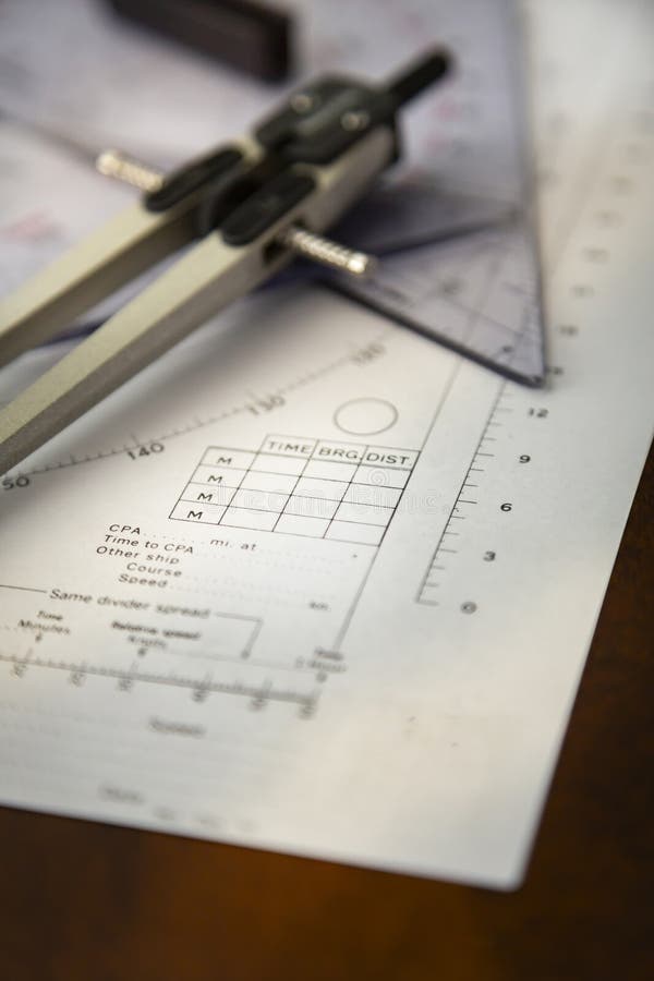 Closeup Image of a Navigator S Radar Plotting Chart with a Triangle and ...
