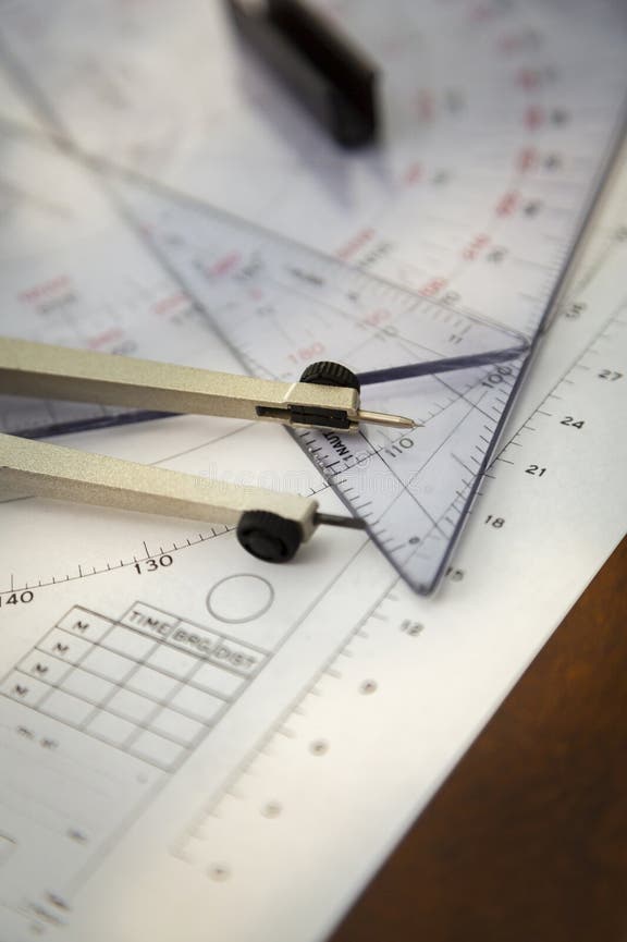 Closeup Image of a Navigator S Radar Plotting Chart with a Triangle and ...