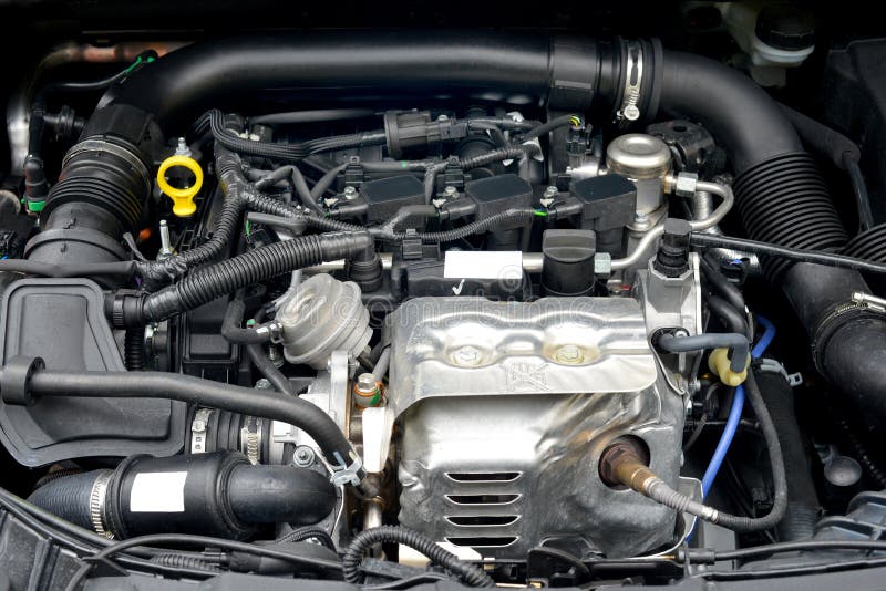 Closeup Image of New 3 Cylinder Car Engine Stock Photo - Image of ...