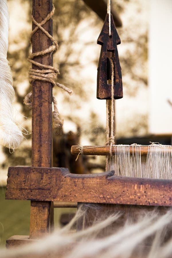 Closeup Image of an Old Weaving Loom Stock Image - Image of machine ...