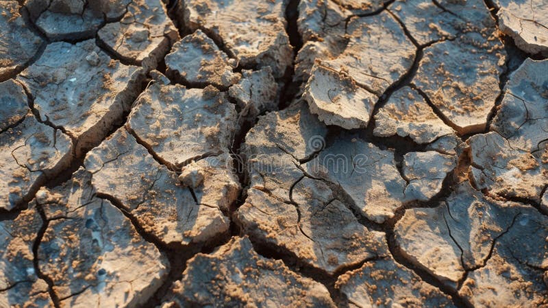 A Closeup Image of a Parched Sunbaked Ground Lined with Deep Cracks and ...