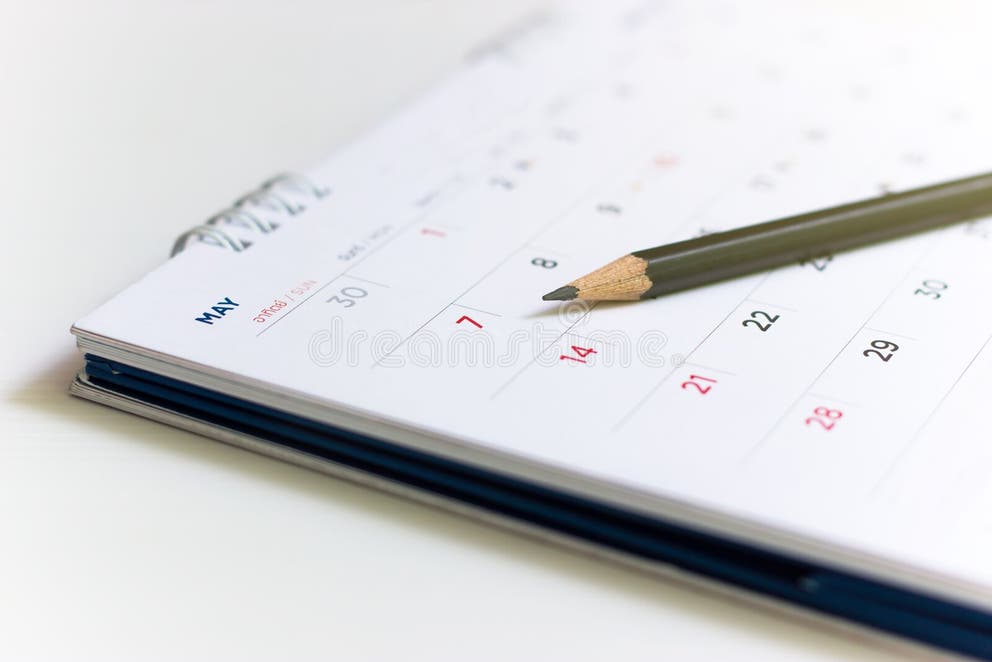 Closeup Image of Pencil on the Calendar. Stock Image - Image of number ...