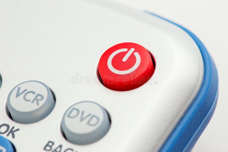 Closeup Image of a Red Power Button on a Remote Control Stock Photo ...