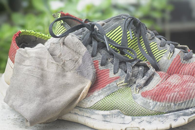Closeup Shot of the Worn Out Colored Sneaker. Stock Image - Image of ...