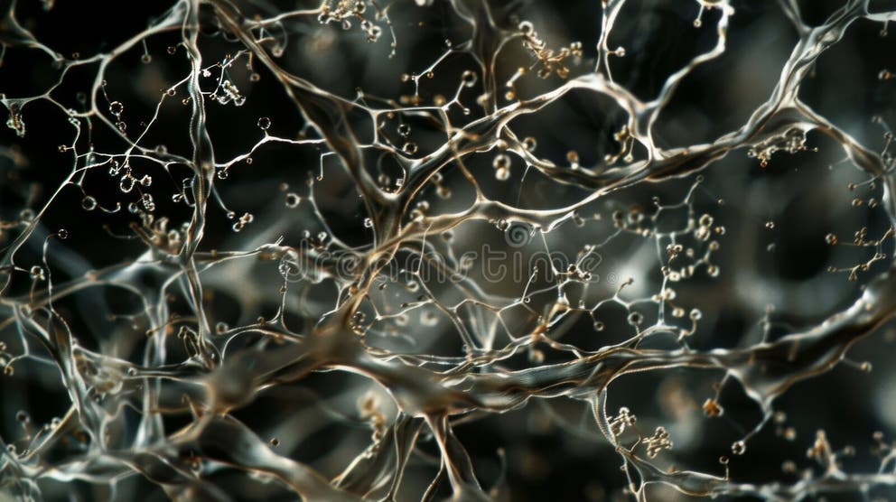 A Closeup Image of a Tangled Network of Fungal Hyphae Resembling a Web ...