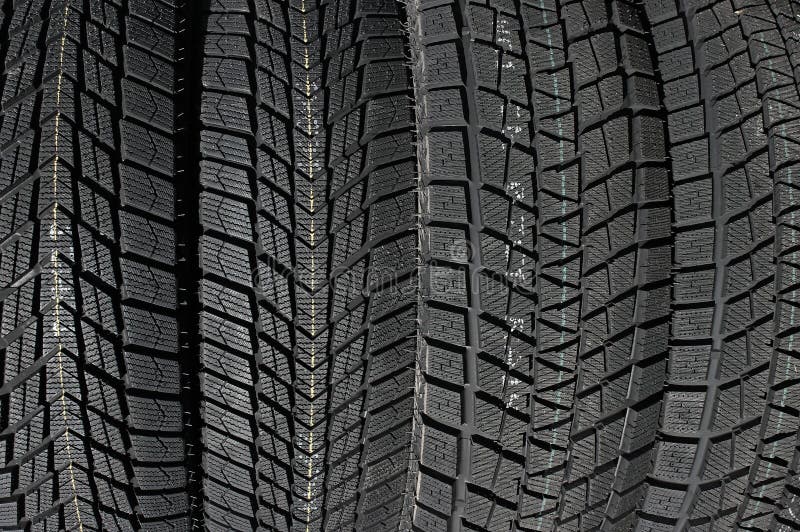 Closeup Image of Textured Pattern of Directional Tread Blocks of a New ...