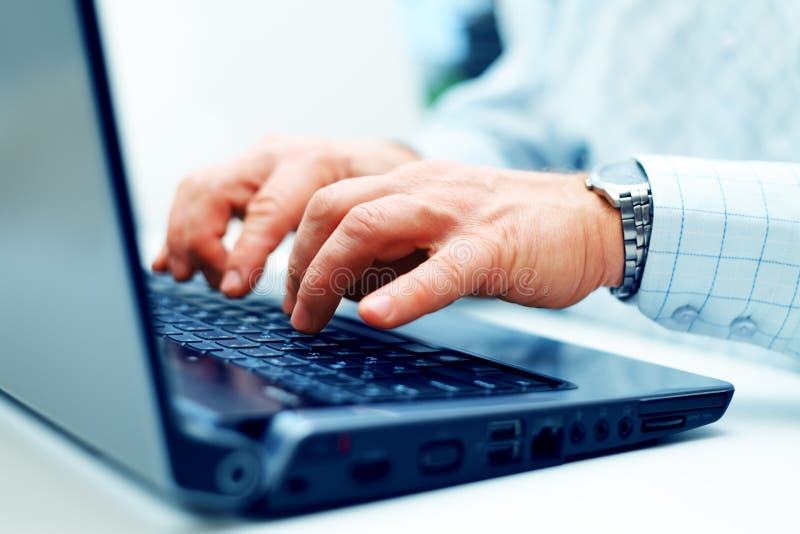 Closeup of Typing Male Hands Stock Photo - Image of depth, internet ...