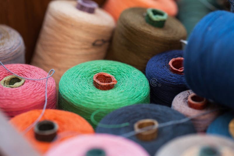 Closeup Image of Various Colour Threads Stock Image - Image of clothing ...