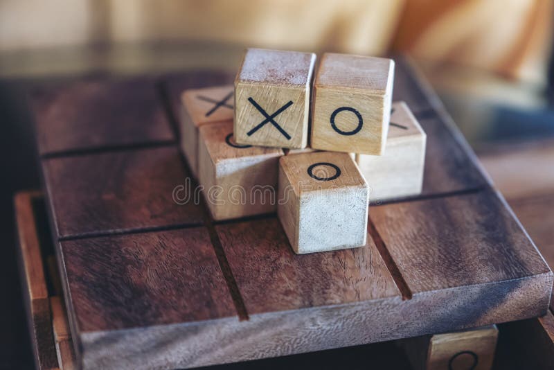 Wooden Tic Tac Toe Game or OX Game in a Box Stock Image - Image of ...