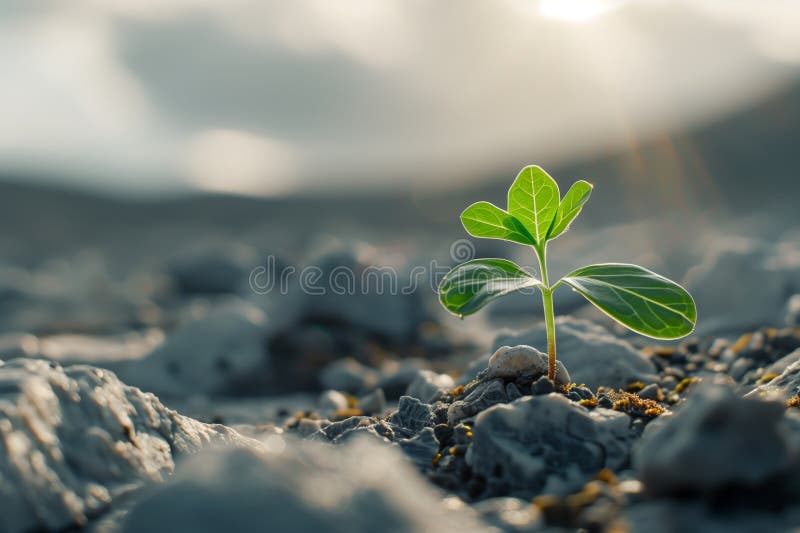 Closeup of a Young Plant Sprouting from the Ground. Stock Illustration ...