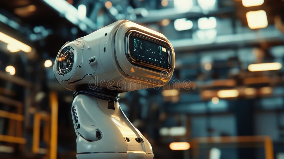 Closeup of an Industrial Robot Fitted with Sensors and Cameras ...