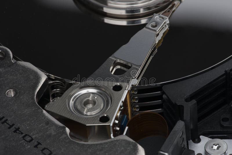 Closeup inside Hard Drive stock image. Image of disk - 121647125