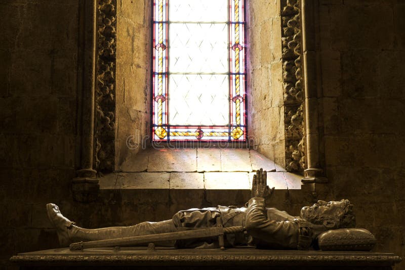 Closeup of an Inside View of Jeronimos Monastery with an Arched Window ...