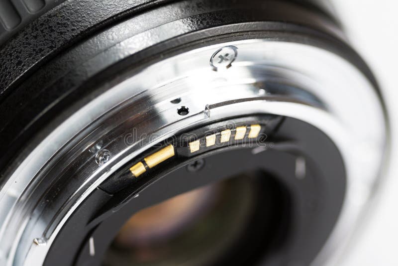 Closeup on Interface and Back of the Photographic Lens Stock Photo ...