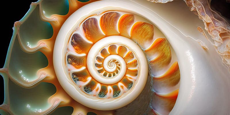 Closeup of Interior of a Shell, Spiral Snail, Texture Background ...