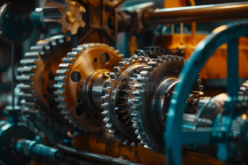 Closeup of Interlocking Gears in a Machine Stock Illustration ...