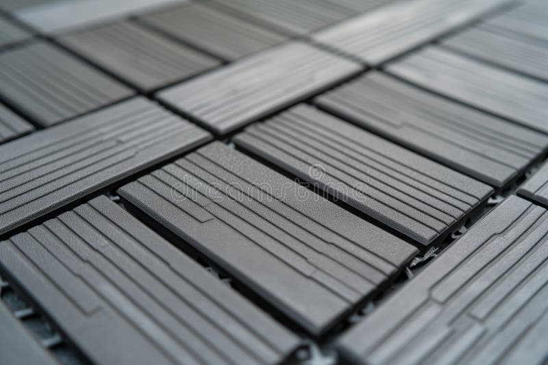 Closeup of Interlocking Grey Deck Tiles Stock Image - Image of durable ...
