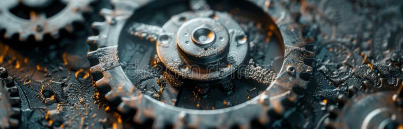 Closeup of Interlocking Metal Gears in a Complex Machine Stock Image ...