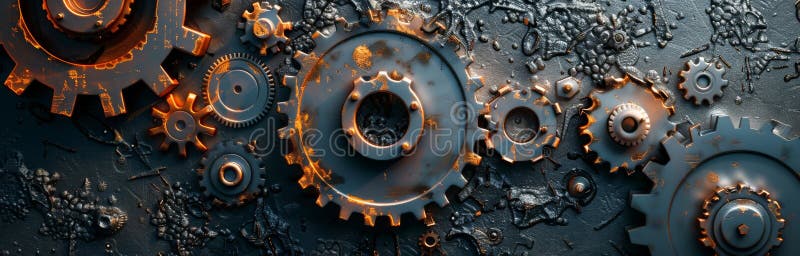 Closeup of Interlocking Metal Gears in a Complex Machine Stock Image ...