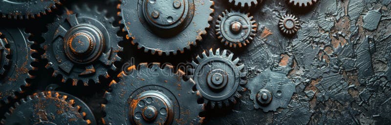 Closeup of Interlocking Metal Gears in a Complex Machine Stock Photo ...