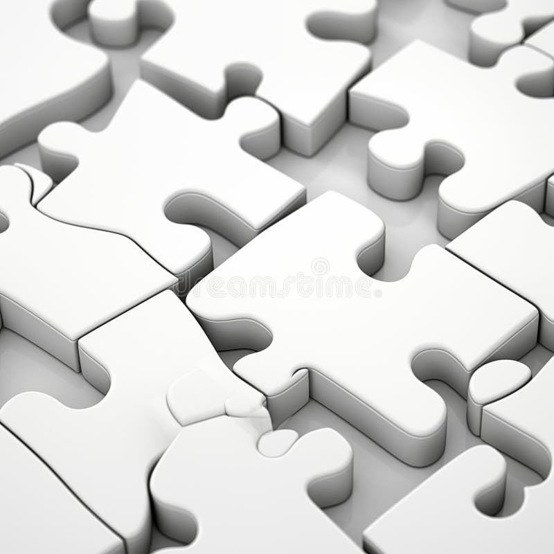 Closeup of Interlocking Puzzle Pieces with White Background Showing ...