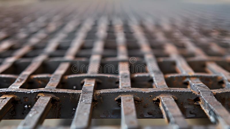 A Closeup of Interlocking Steel Grates Revealing the Precise and ...