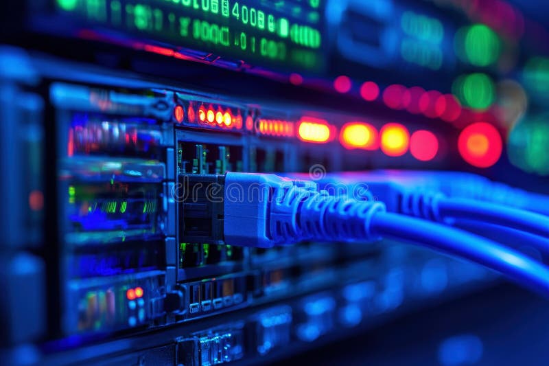 Closeup of an Internet Cable Being Connected the End Port on One Side ...