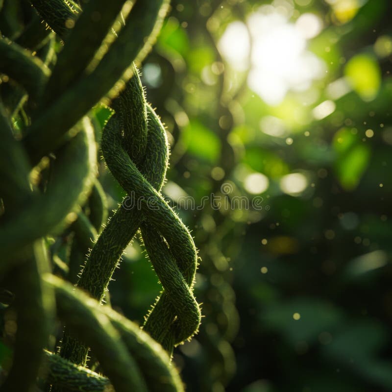 Closeup of Intertwined Green Vines in Sunlight Stock Image - Image of ...