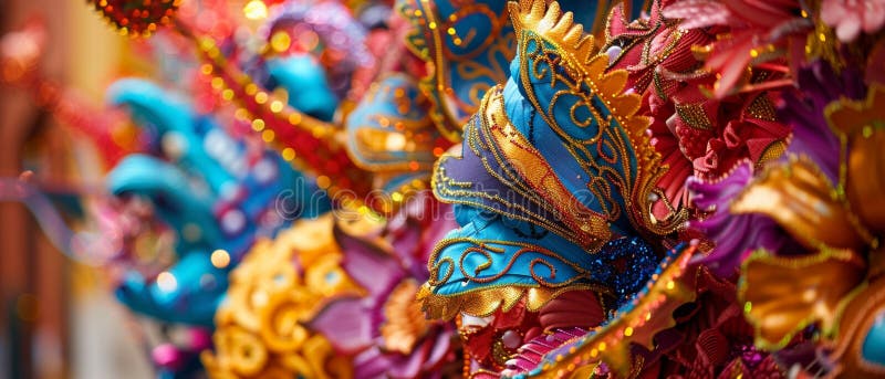 A Closeup of Intricate Carnival Decorations and Textures Focusing on ...