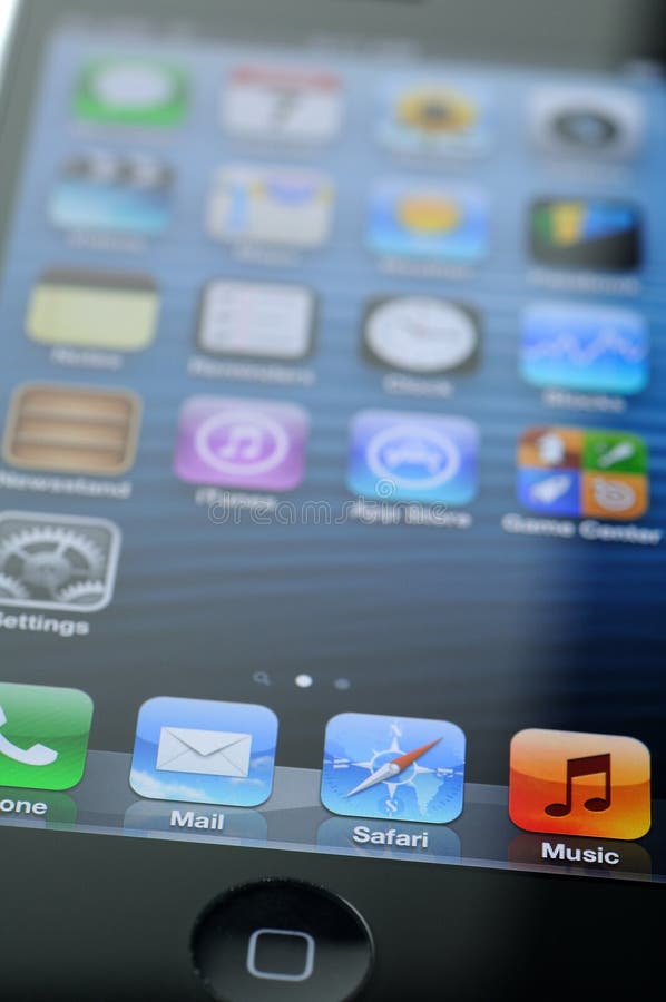 Closeup of iPhone 5 editorial stock image. Image of iphone - 27356204