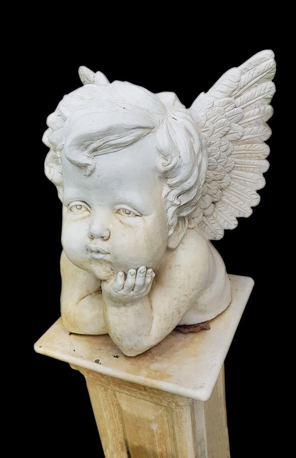 Isolate White Roman Cupid Statue Stock Photo - Image of ancient, face ...