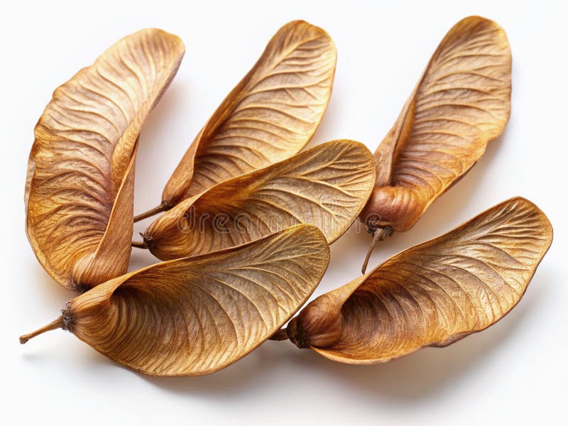 Closeup of Isolated Brown Maple Seeds Detailed Winged Samaras on a ...