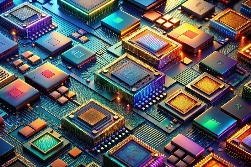 Closeup of Isolated Semiconductor Chips on a Pure White Background a ...