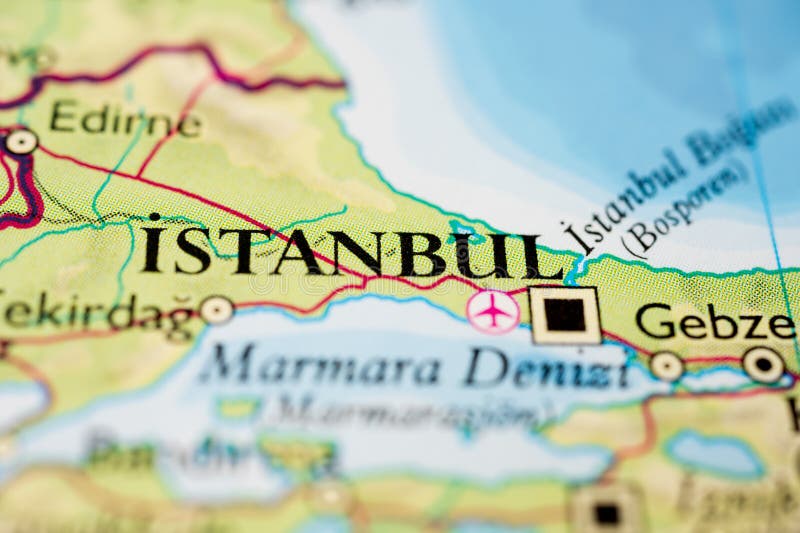 Closeup of Istanbul on Turkish City Map.. Stock Photo - Image of region ...