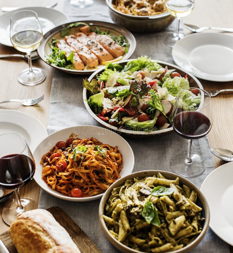 Closeup of Italian Food Dinner Stock Photo - Image of healthy, hungry ...