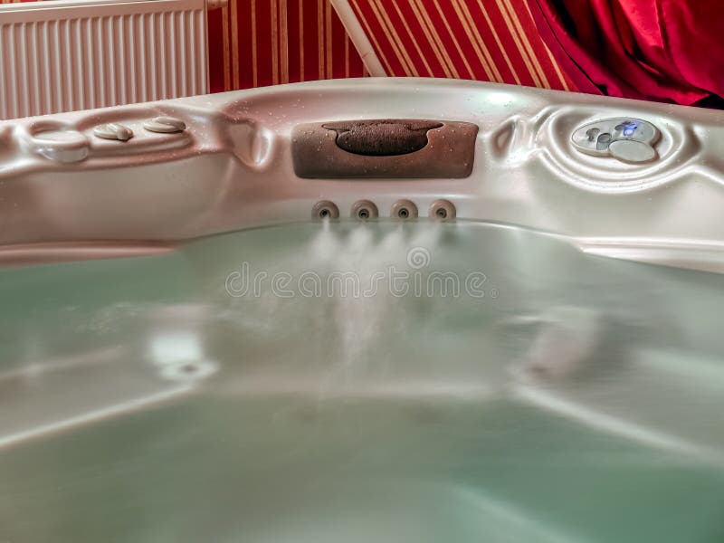 Jacuzzi filled with water stock image. Image of modern - 121475929