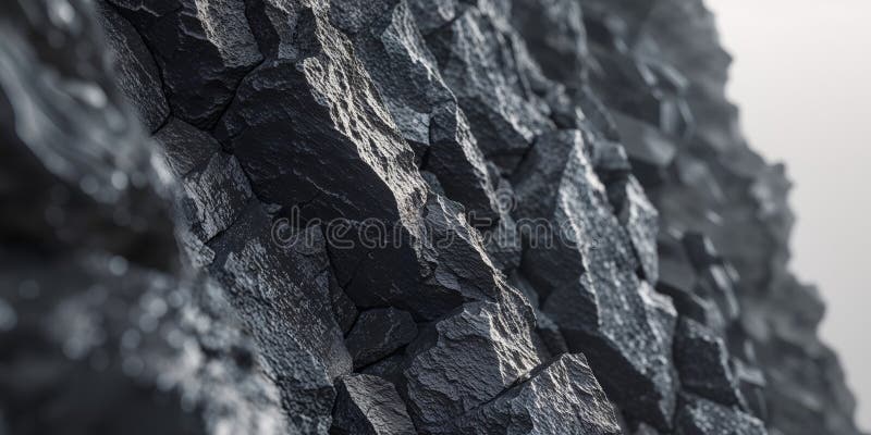 Closeup of Jagged Textured Black Rocks Forming a Rugged Wall Surface ...