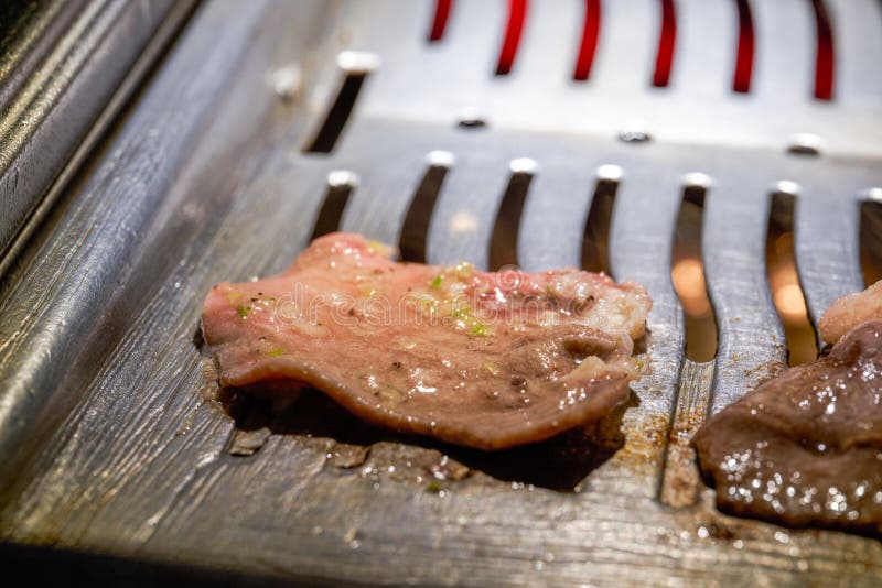 Closeup of Japanese Yakiniku Being Cooked on Grill Stock Photo - Image ...