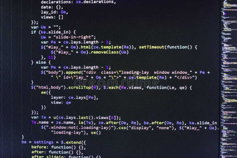 Closeup of Java Script, CSS and HTML Code. Stock Image - Image of code ...