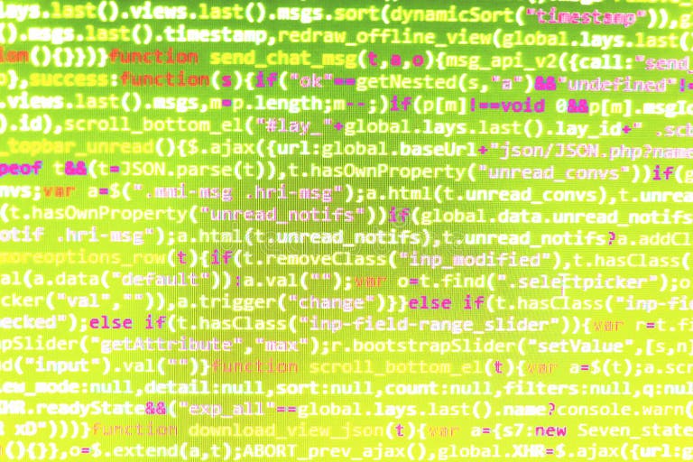 Closeup of Java Script, CSS and HTML Code. Stock Image - Image of ...