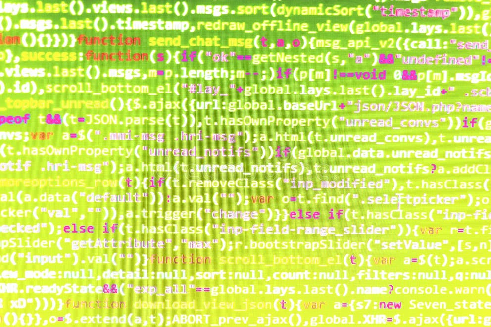 Closeup of Java Script, CSS and HTML Code. Stock Image - Image of application, open: 119514929