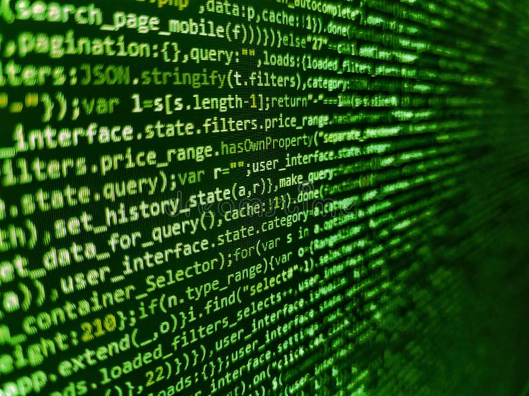 Closeup of Java Script and HTML Code. Front-end Applications in the ...