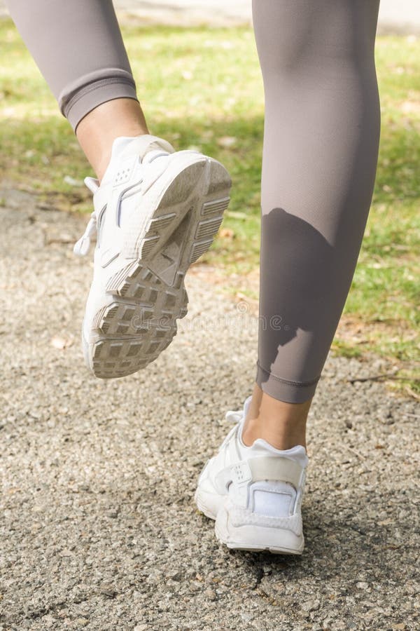 Closeup on Jogging Shoes and Lower Legs Stock Image - Image of outside ...