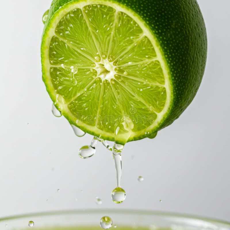 Closeup of a Juicy Lime with Drops of Juice Stock Illustration ...